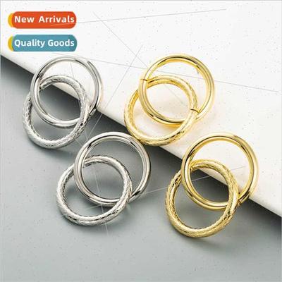 Europe personalized metal grain circle interlocking earrings