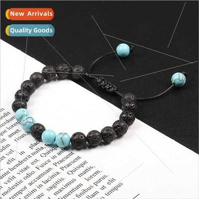 Jewelry 8mm Turquoise Volcanic Stone Bracelet Energy Lava St