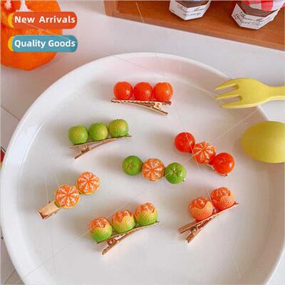 Creative fun half peeled orange hair clips cute girl heart s