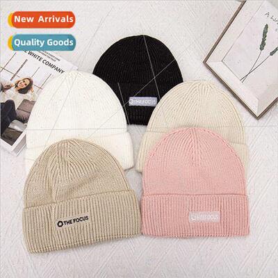 Hat female Autumn winter wild candy color letters embroidere