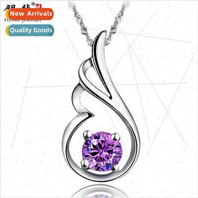 s925 silver necklace feather angel wings pendant short colla