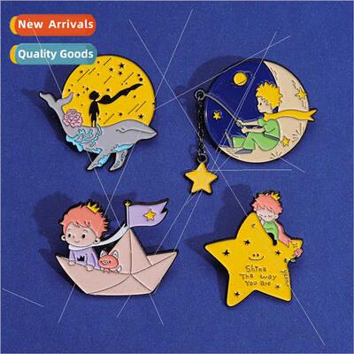 Cartoon cartoon prince series  badge cute boat whale accesso