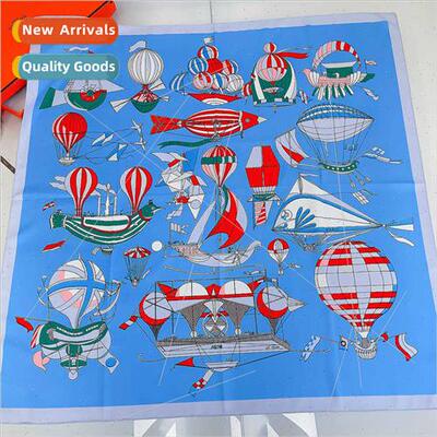 2022 new nautical print handmade rolled 90 square scarf wome
