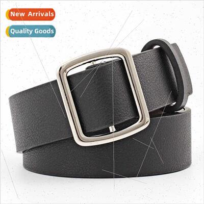 Pinless no punch silver buckle simple versatile jeans belt l