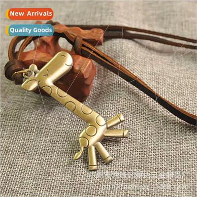 Forest Korean summer retro lerary cowhide rope giraffe penda