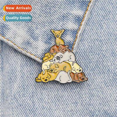 New brooch cartoon cute dog stacking creative cowboy clothin