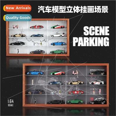 1/64 parking lot scene model can be wall-mounted wooden gara