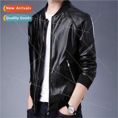 Leather jacket men spring 2022 new soft leather jacket Slim