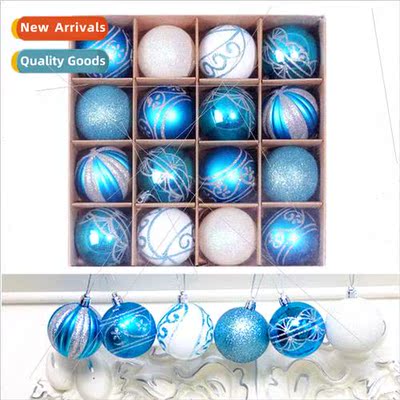 Lake Blue Boxed Painted Christmas Balls Set 6cm16PCS Plastic