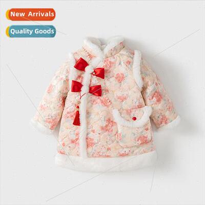 Girls cheongsam dress 23 winter baby girl thickened warm cot