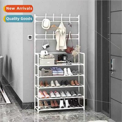 Household multifunctional floor coat rack shoe rack simple o