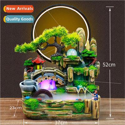 Wigwam flowing fountain ornaments fish tank Chinese wh light
