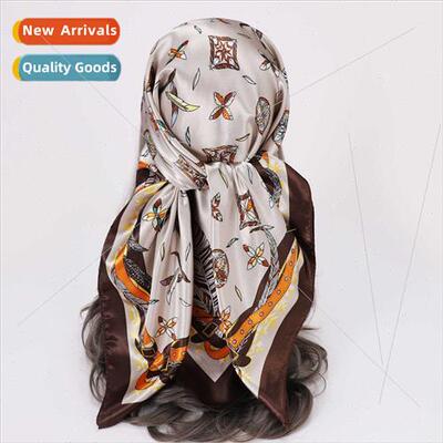 mulation silk scarf women headscarf 90*90CM square scarf flo