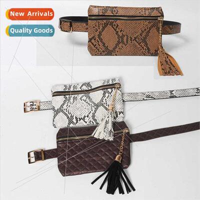 Snake Women Belt Waist Bag Spaghetti Belt Tassel Waist Bag B