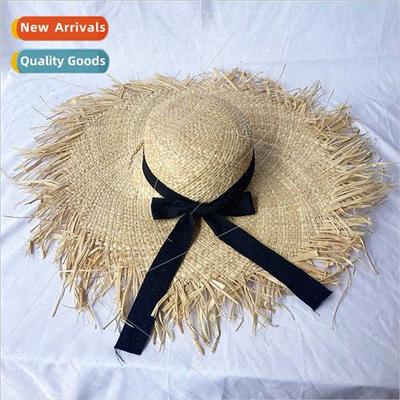 Large brim tassel raffia straw hat summer ladies in Europe U