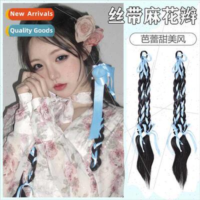 Ballet girl wig ponytail ribbon tie hair braid boxer braid K