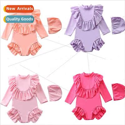 Children swimsu female girls onePCS middle large children th