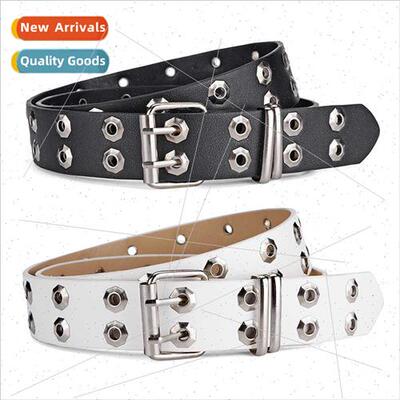 Punk air eye belt Korean double rows pin buckle decorative p