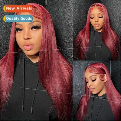 Europe Fashion Burgundy Long Wig Front Lace Chemical Fiber F