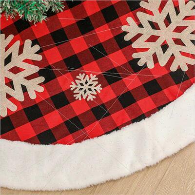 2023 New Christmas Decoration Plaid Burlap Snowflake Tree Sk