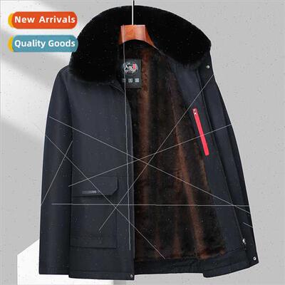 Dad winter jacket padded thickened middle-aged elderly men t