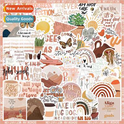 50 sheets bohemian inspirational words waterprostickers art