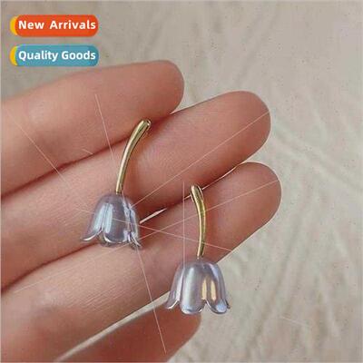 French gentle purple Protea earrings niche girls simple hund