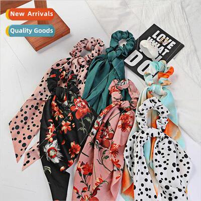 simulation silk tie-dye hair bFrench sausage scarf hair ribb