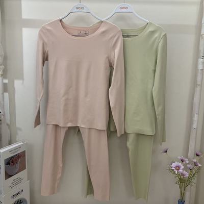 香蜜闺秀25305003女士牛奶丝罗纹无痕领秋衣秋裤保暖长袖套装