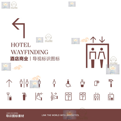 酒店展馆建筑公共空间旅游景点室内外指示标导视图AI标志牌素材
