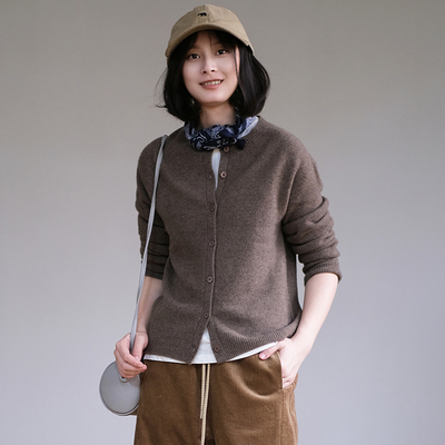 那禾新品绵羊毛山羊绒长袖毛衣开衫女ND54TH5779