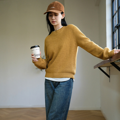 那禾新品绵羊毛圆领针织毛衣软糯套头上衣女 NW24TH1661