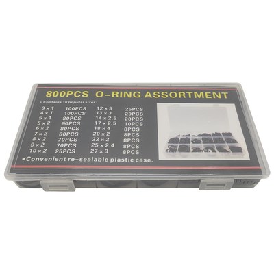 800pces 18格O型圈组套 黑色皮圈密封圈O型圈耐高温丁晴胶圈