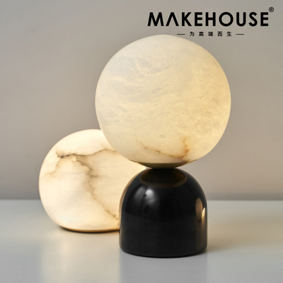 【云石流动】极简约真云石台灯客厅卧室床头大理侘寂风设计氛围感