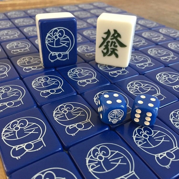 麻将牌高档家用户外麻将蓝色哆啦a梦麻将学生叮当猫手搓麻将可爱