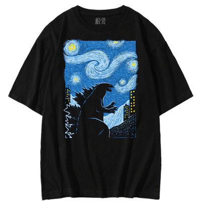 极誉短袖油画风怪兽星空