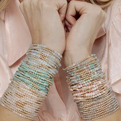 Portia style colored natural stone handmade beaded bracelet