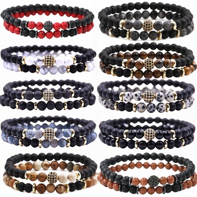 l Stone Wood Beads Rosary Hematite Cross Bracelets Onyx