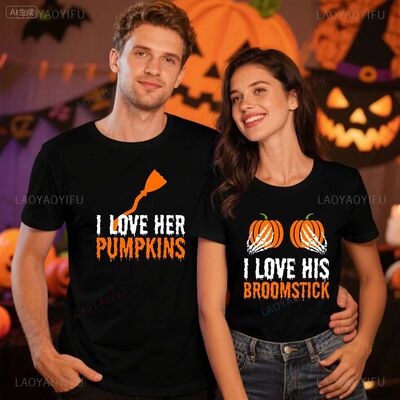 I Love His Broomstick I Love Her Pumpkins Spooky Vibes Coupl