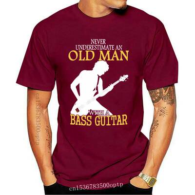 New Never Underestimate An Old Man Bass Guitar Men T Shirt T