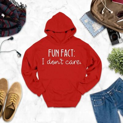 Fun Fact I Dont Care Hoodie Funny Saying Hoodies Sarcastic C
