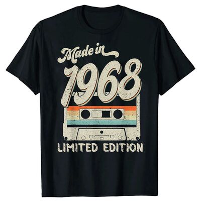 Made in 1968 Limited Edition Birthday Cassette Tape Tshirt M