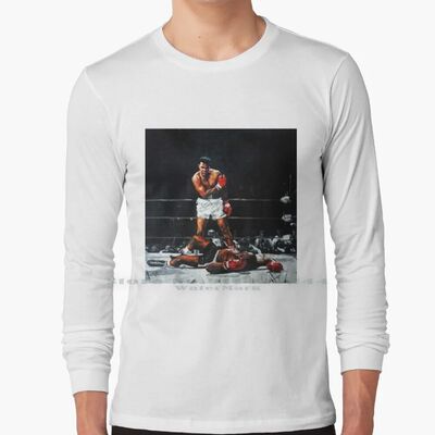 Knocks Out Sonny Liston 100% Cotton Long Sleeve T Shirt Boxi