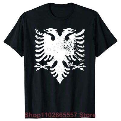 Flag Of Albania Eagle T Shirt Men 100% Cotton Albanian Pride