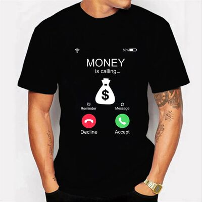 FP Funny Shirt for Men MONEY IS CALLING Humor Tshirt Oversiz