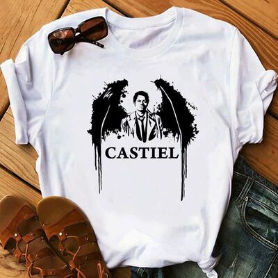 vintage Women T-shirt Carry On My Wayward Son Angel Wings Ca