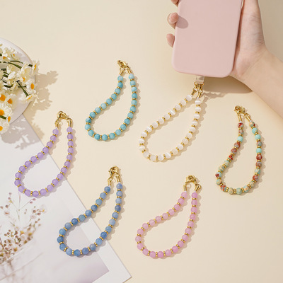 Natural cat's eye beaded cell phone chain cell phone lanyard