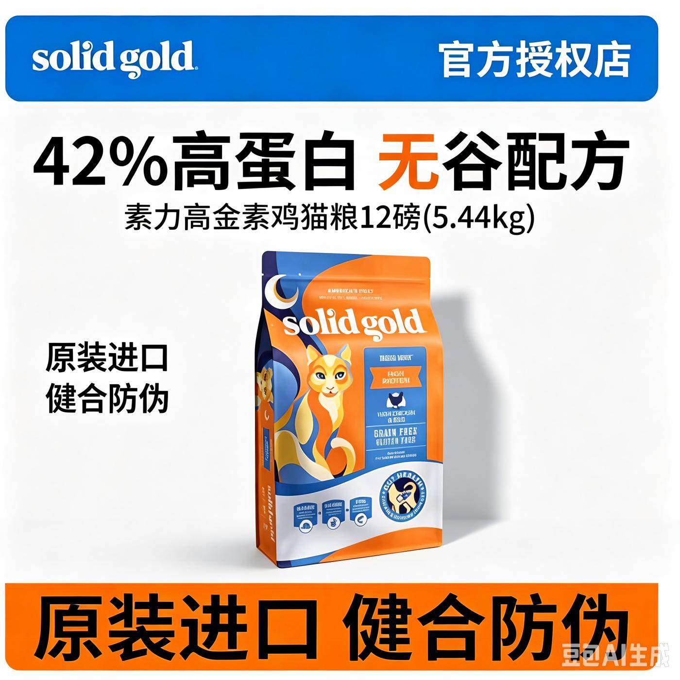【官方授权店】solidgold素力高猫粮鲜金素鸡12磅高蛋白鸡鱼猫粮
