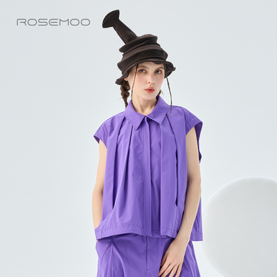 容子木ROSEMOO26秋【商场同款】清爽轻薄弓字褶马甲RWM3AP101A