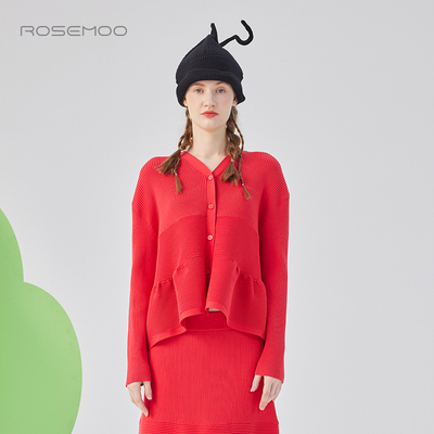 容子木ROSEMOO25春【商场同款】亲肤温暖毛织系扣开衫RSS1NP128A
